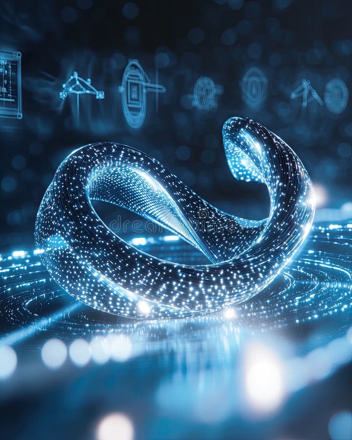 Exploring a Mobius Strip with Math Symbols and High-Contrast Lighting ...