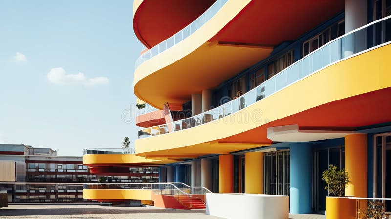Exploring Modern Architecture in Vibrant Hues. Generative Ai Stock ...