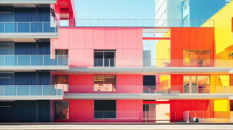 Exploring Modern Architecture in Vibrant Hues. Generative Ai Stock ...