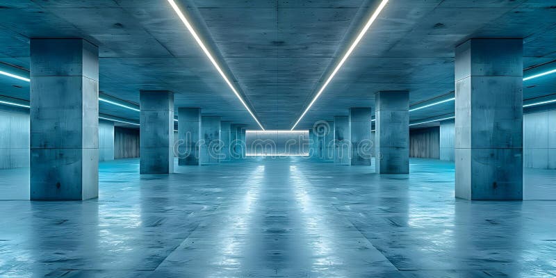 Exploring the Modern Basement with Concrete Columns, Metal Pipelines ...