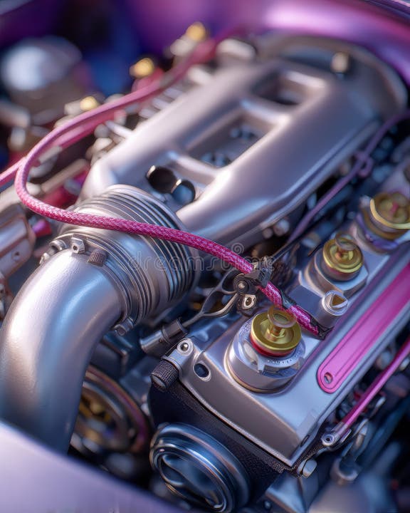 Exploring the Modern Car Engine Evolution with a Pink Ribbon Emblem ...