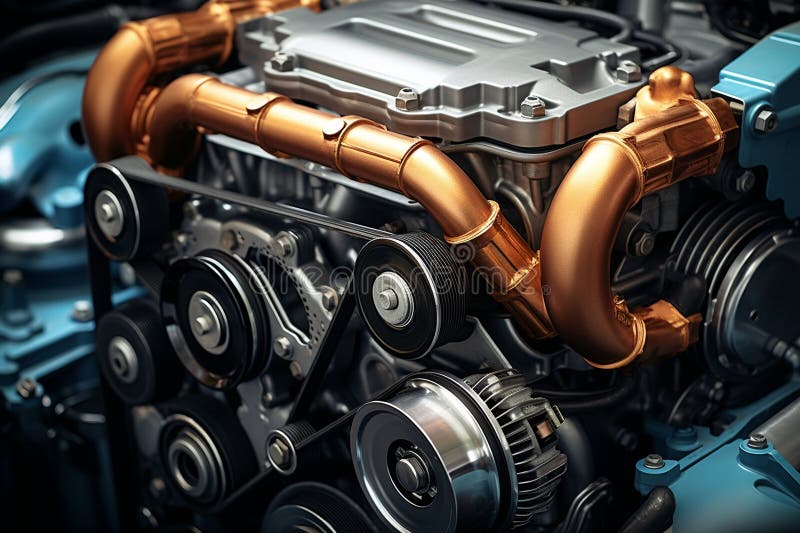 Exploring a Modern Car Engine Up Close. Generative by Ai Stock ...
