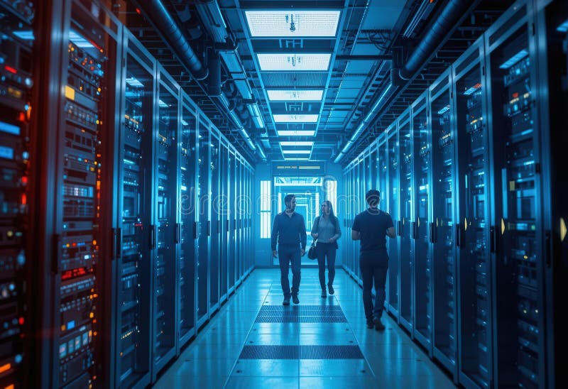Exploring a Modern Data Center with Advanced Technology Stock ...