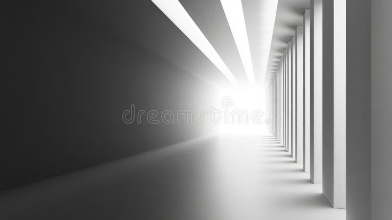 Exploring a Modern Hallway, Light, Columns, and Architecture Stock ...