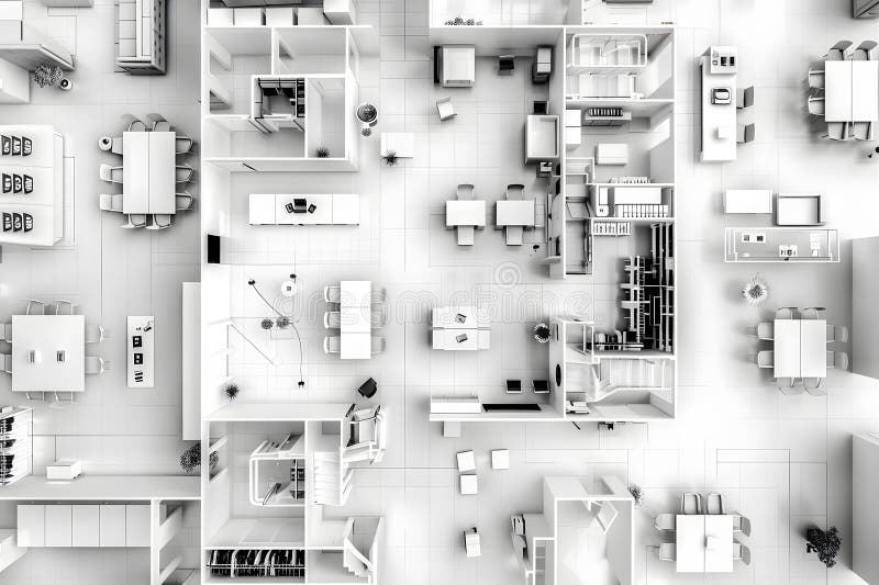 Exploring Modern Office Space Design, an Aerial View of a Modular, Open ...