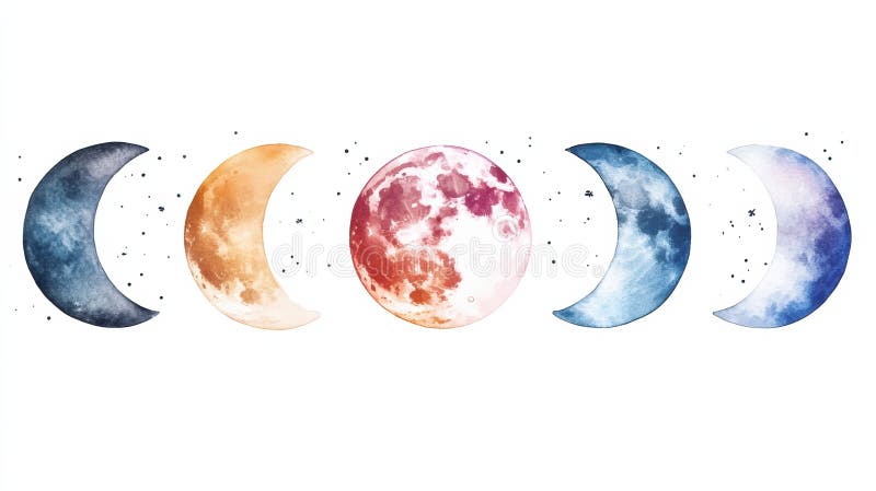 Exploring Moon Phases in Soft Watercolor Gradients with Celestial Lapki ...