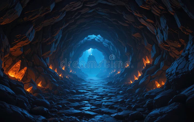 Exploring Mysterious Cave with Glowing Crystals and Light at the End ...