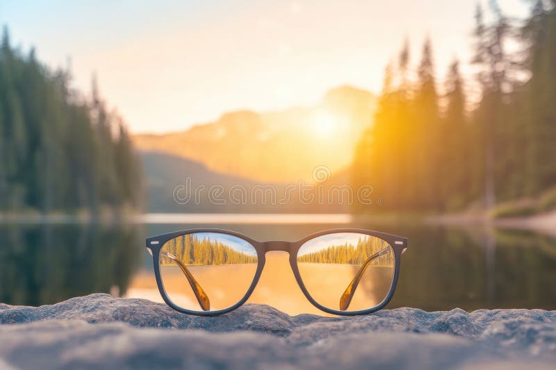 Exploring Nature through Augmented Reality Glasses by a Serene Lake at ...