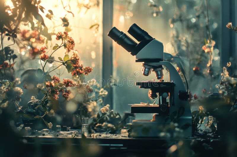 Exploring Nature S Wonders through a Microscope in a Glowing Garden ...