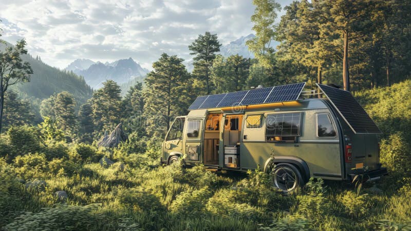 Exploring Nature in a Solar-powered Camper Van Surrounded by Mountains ...