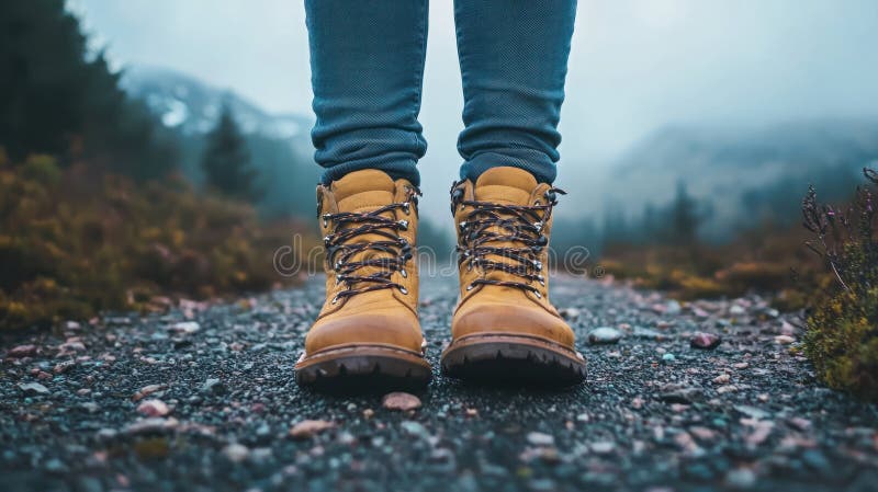 Exploring Nature Sturdy Hiking Boots Rocky Path Stock Photos - Free ...