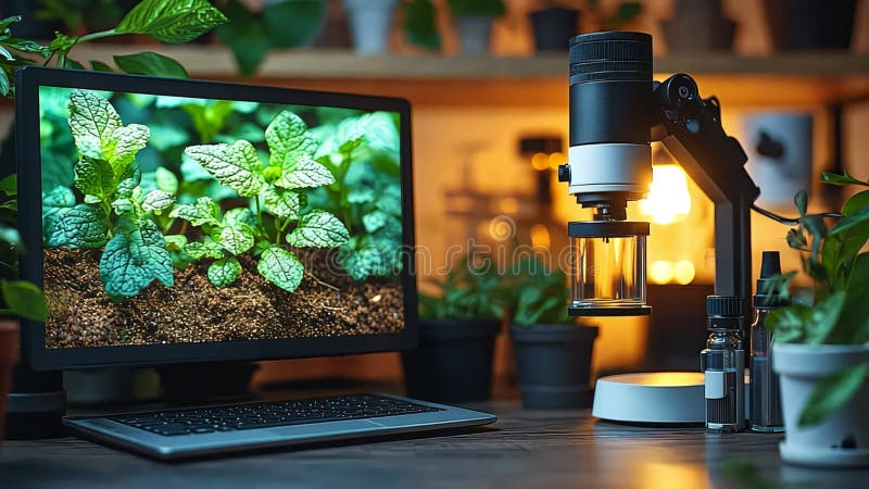 Exploring Nature and Technology Modern Workspace with Microscope ...