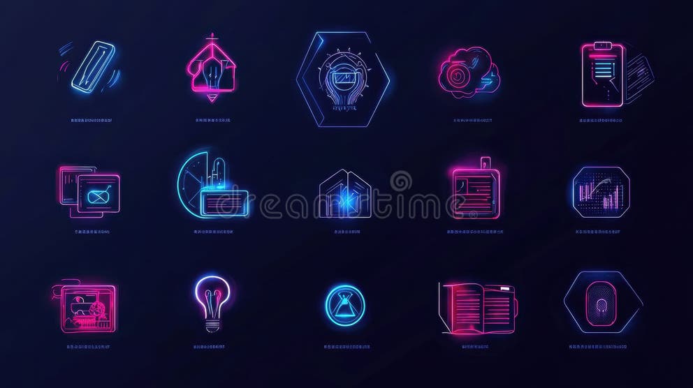 Exploring Neon Light Icons for Enhanced Technical Support and Customer ...