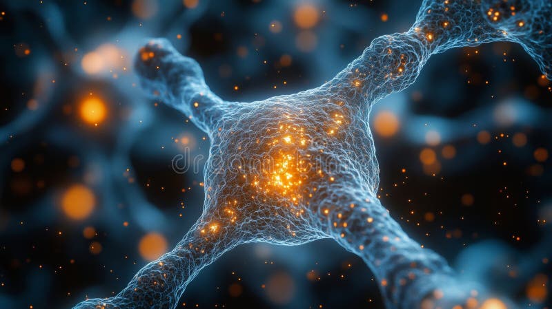 Exploring Neural Connections in a Glowing Cell Network Stock Photo ...