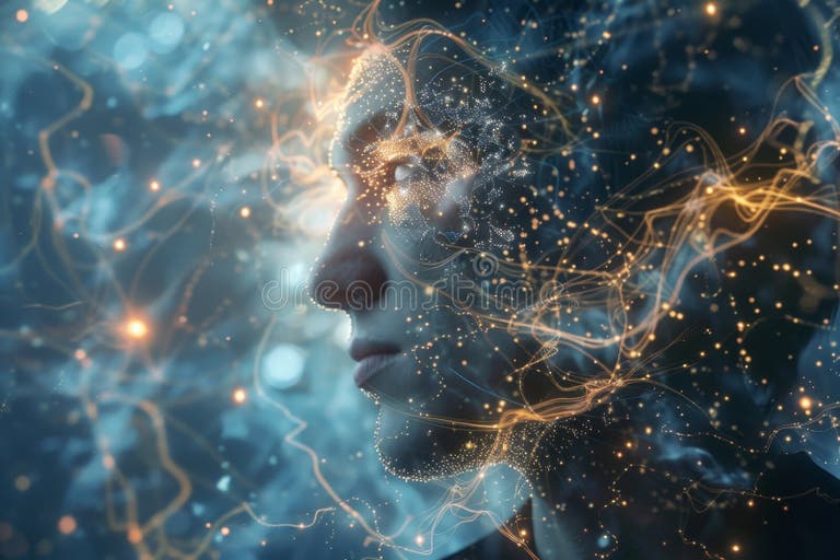 Exploring Neuroplasticity a Head Transforming into a Network of Glowing ...