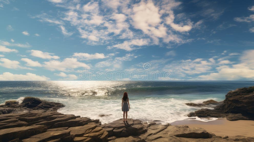 Exploring New Horizons: a Breathtaking Beach Adventure Stock ...