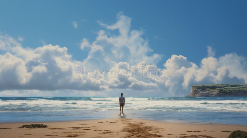 Exploring New Places: a Dreamlike Realism on the Beach Stock ...