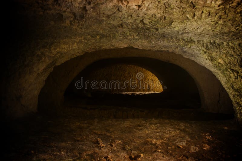 Exploring old catacombs stock photo. Image of fear, exploration - 137708316