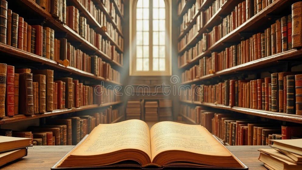 Exploring the Old Knowledge of the World in a Vast Library Stock Image ...