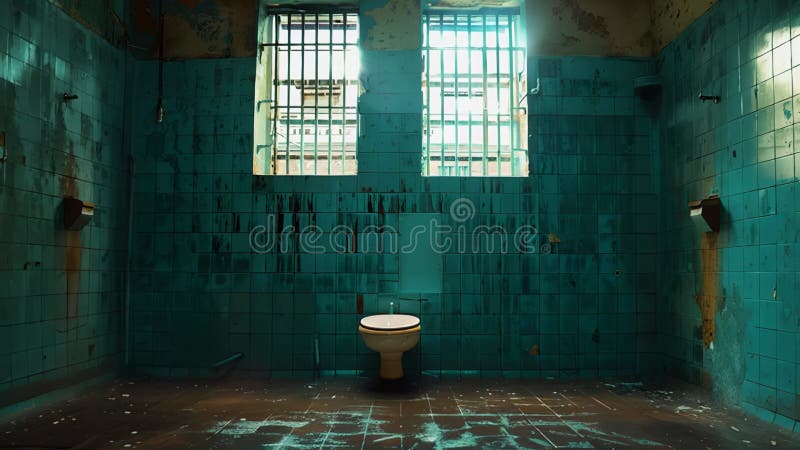 Exploring an Old Prison Cell with Peeling Walls and Barred Windows ...