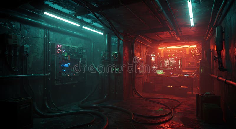 Exploring an Old Underground Control Room with Dark Moody Lighting ...