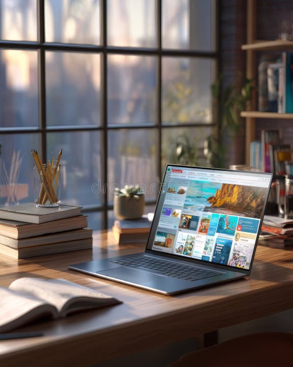 Exploring Online Learning Platforms Utilized by a Sleek Laptop on a Modern Desk for Enhanced ...