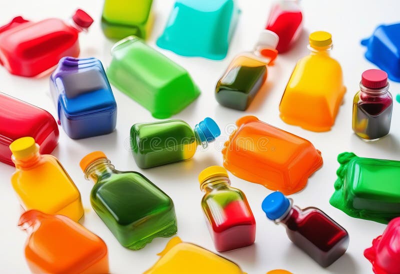 Exploring the Palette of Food Coloring Bottles on a Clean Canvas Stock ...