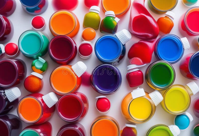 Exploring the Palette of Food Coloring Bottles on a Clean Canvas Stock ...