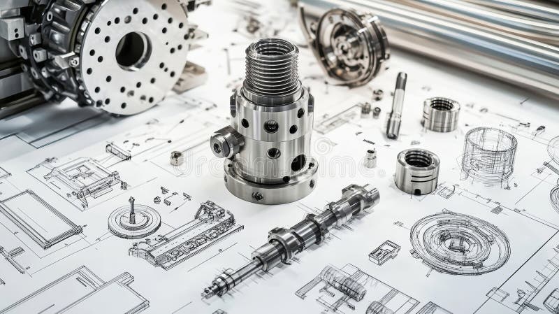 Exploring Precision Engineering through Detailed Machine Components and Blueprints in a Modern ...