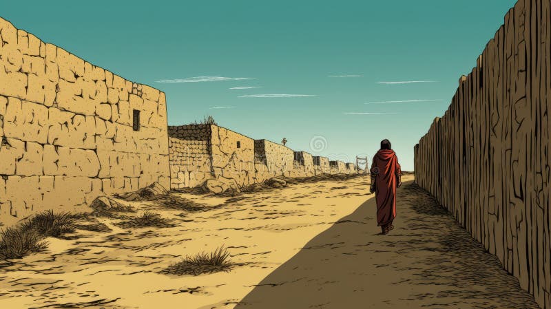 Exploring Qatar: 21st Century Comic Style Path Next To Wall Stock ...