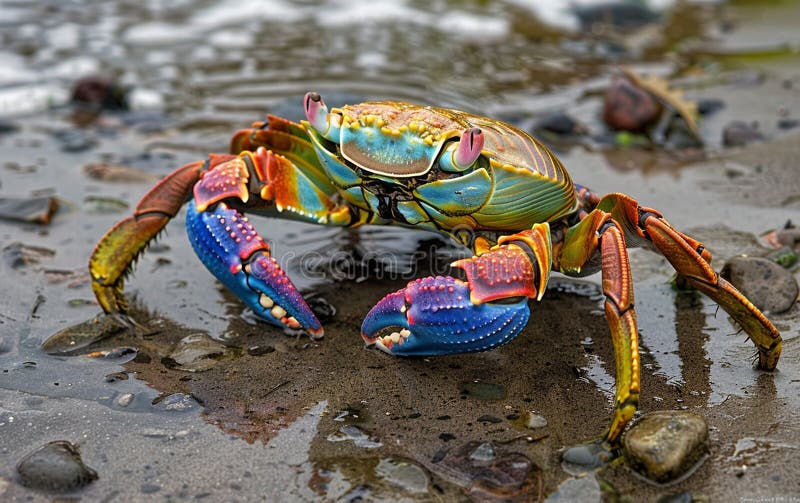 Exploring the Rainbow Crab -Generative Ai Stock Photo - Image of marine ...