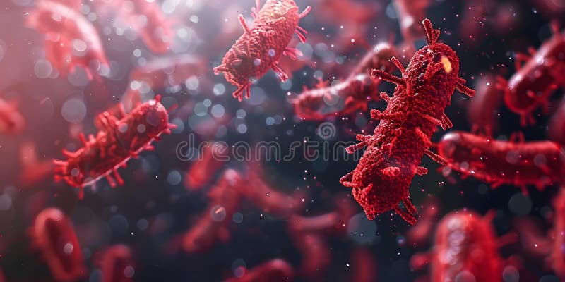 Exploring Red Bacteria in a Detailed D Rendering with Space for Text ...