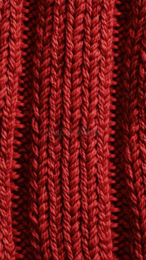Exploring Red Knit Texture, a Detailed Look at Cable Knit Stitch Stock ...