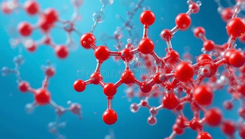 Exploring Red Molecule Structure on Blue Backdrop for Scientific ...