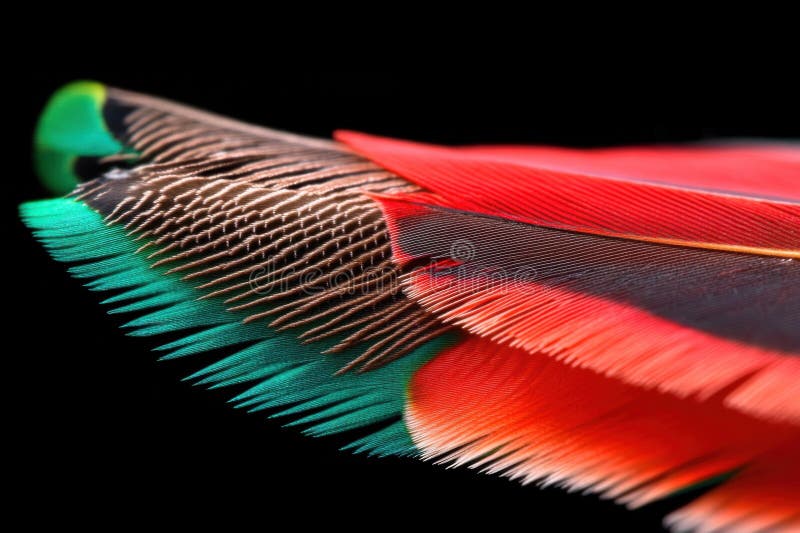 Close Up View of a Feathers Microstructure Showcasing Vibrant Colors ...