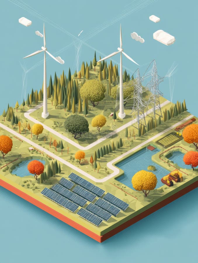 Exploring a Renewable Energy Park Featuring Wind Turbines and Solar ...