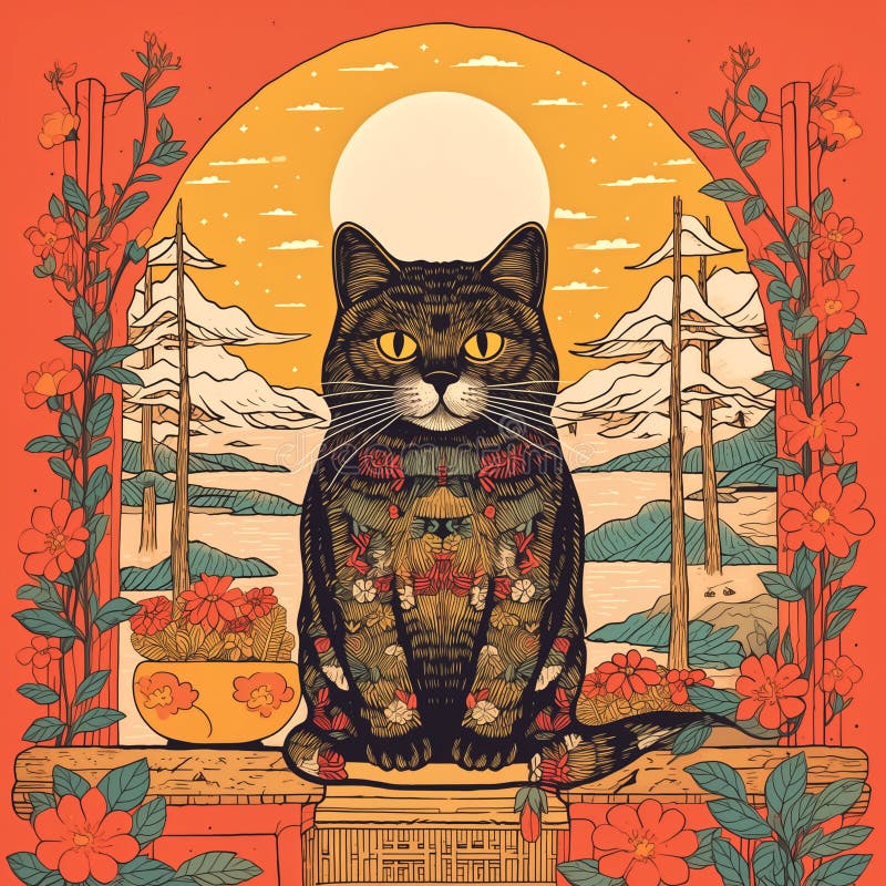 Exploring Risograph Aesthetics in Cat Form Stock Illustration ... Exploring Risograph Aesthetics in Cat Form Stock Illustration ...