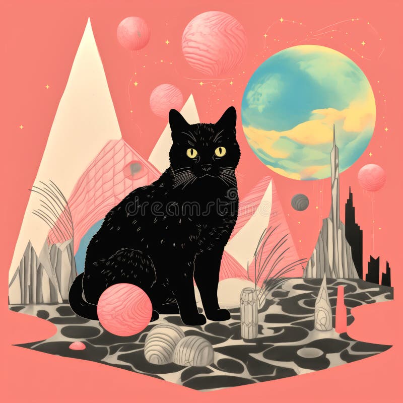 Exploring Risograph Aesthetics in Cat Form Stock Illustration ...