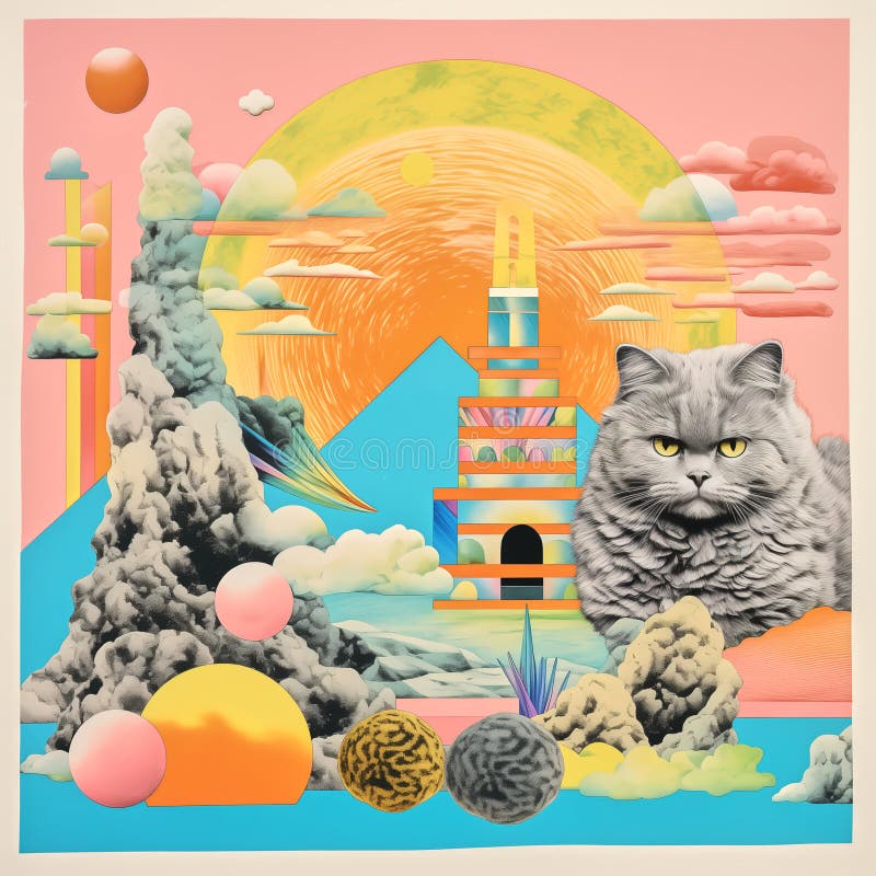 Exploring Risograph Aesthetics in Cat Form Stock Illustration ... Exploring Risograph Aesthetics in Cat Form Stock Illustration ...