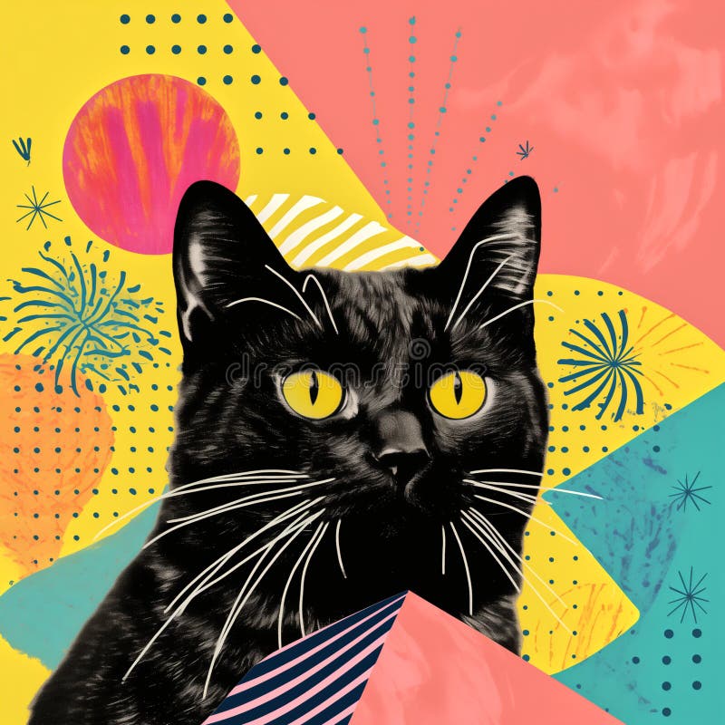 Exploring Risograph Aesthetics in Cat Form Stock Illustration ...