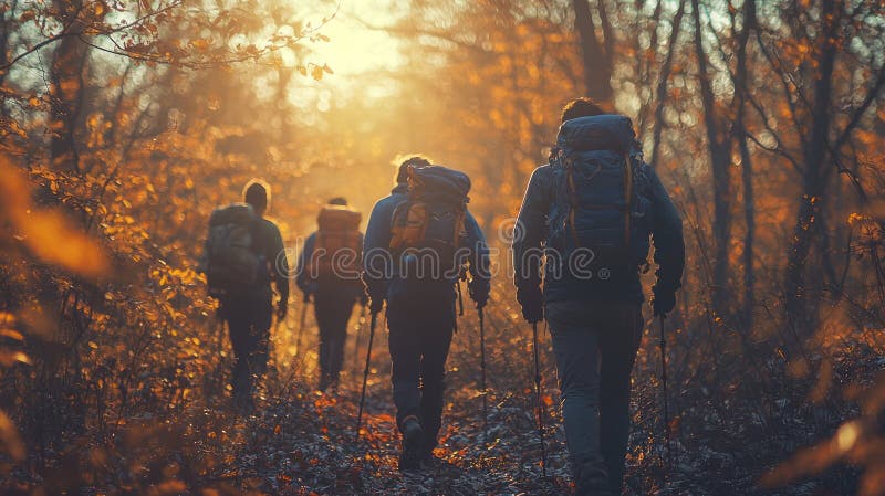 Exploring Scenic Trail, Group of Friends Enjoys Teamwork and Adventure ...