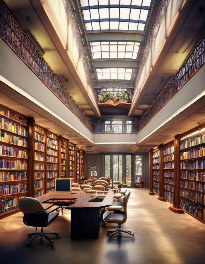 Exploring a Serene College Library Filled Stock Image - Image of area ...