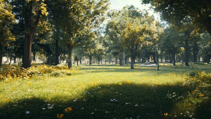 Exploring a Serene Forest Park during the Afternoon with Lush Greenery ...