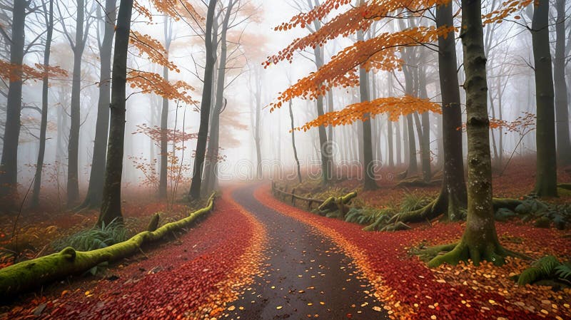 Mysterious Beauty of Fog in Nature Stock Illustration - Illustration of ...