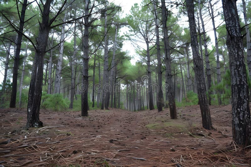 Exploring Serene Pine Forest, Tall Trees, Needle-Covered Ground ...