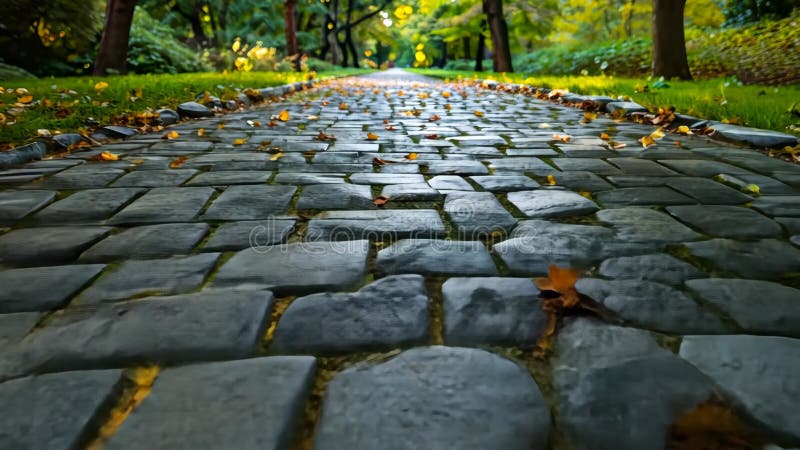 Exploring a Serene Stone Walkway Surrounded by Lush Greenery in the ...
