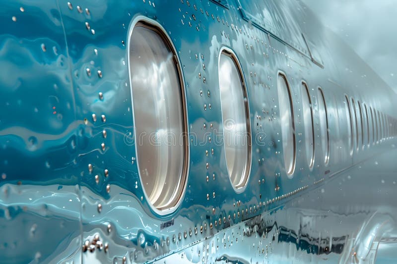 Exploring the Sleek, Teal Airplane Fuselage, Rivets, Windows, and a ...