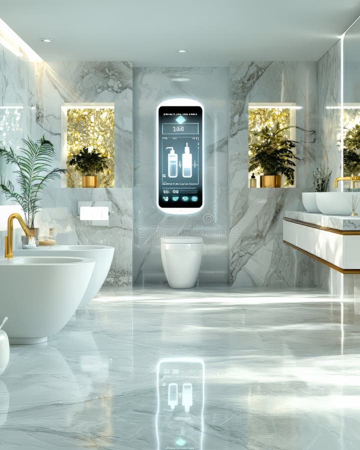 Exploring Smart Bathrooms with Large Mirrors and White Tubs for a High ...