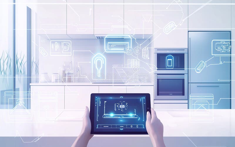 Exploring Smart Kitchen Technology with a Tablet in a Modern Home ...