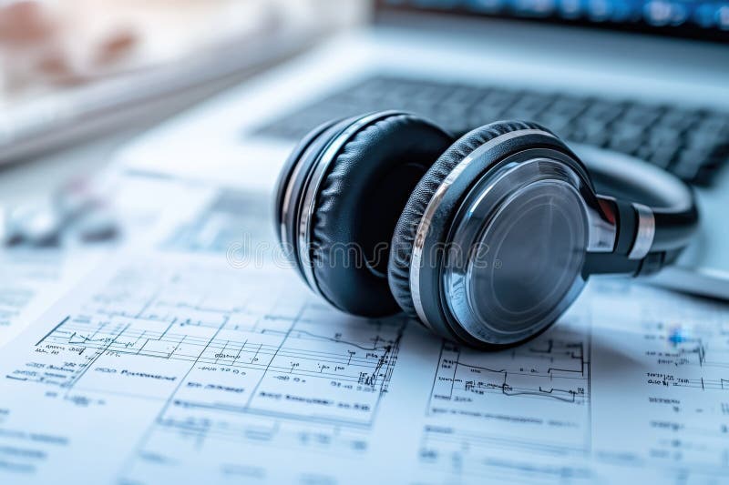 Exploring Sound: a Pair of Headphones Rests on Technical Documents ...